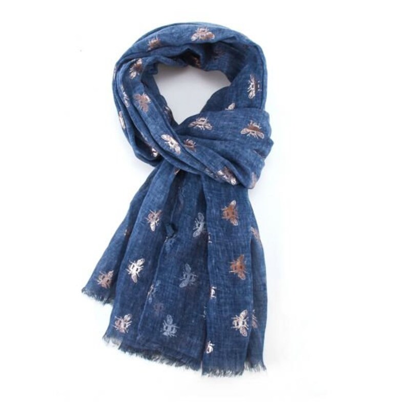 Rose Gold Foil Bee Design Scarf Choice of Stunning Seasonal Colours ...