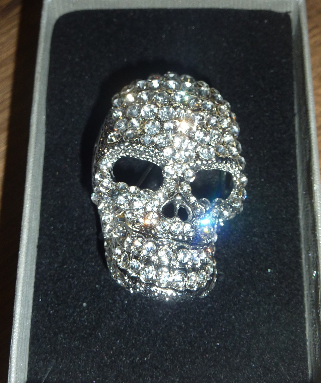 Diamante Encrusted Skull Brooch Pin or Pendant in Gift Box - Etsy