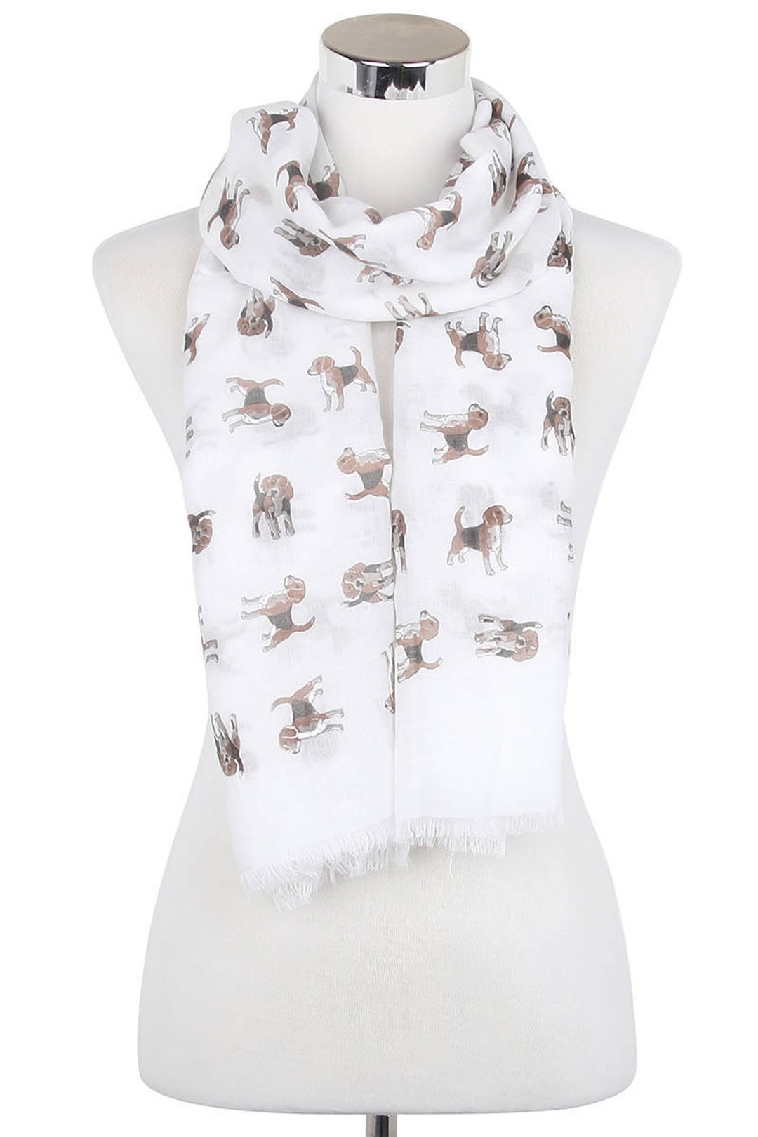 Beagle Dog Print Scarf: Frayed Edge Poly Cotton Wrap - Etsy