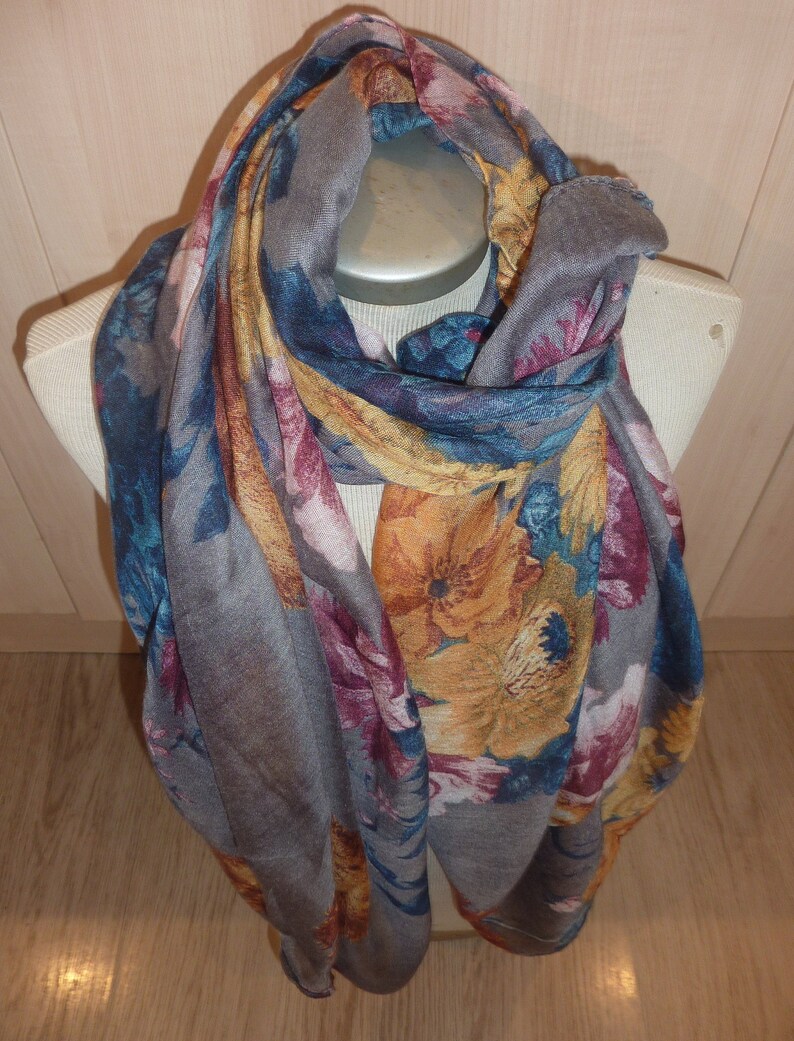 Ladies Long Vintage Rose Flower Print Pattern Shawl Scarf Warp in ...