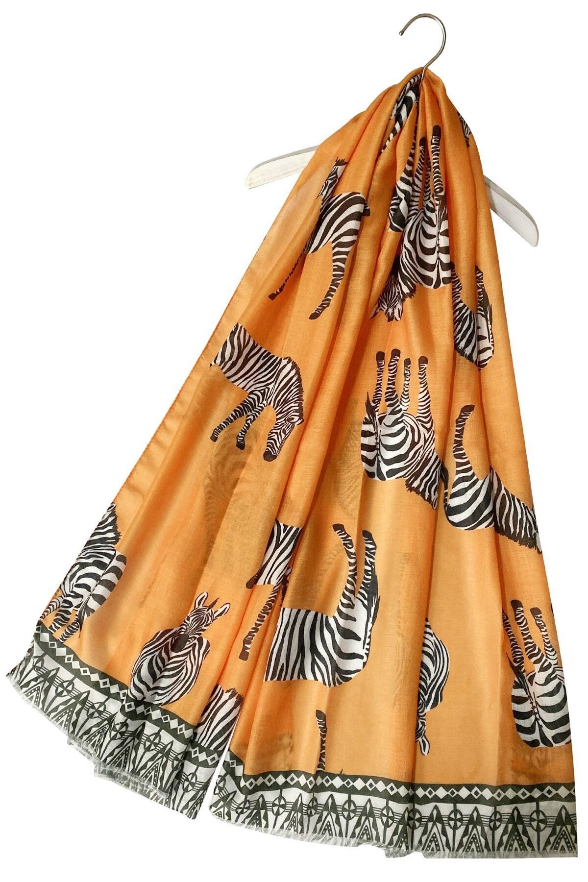 African Zebra Print Large Light Weight Cotton Blend Scarf | Etsy UK