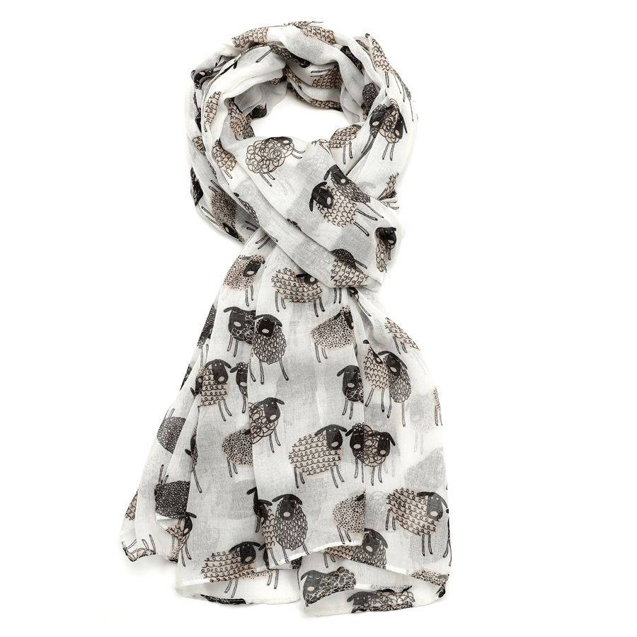 Black Face Welsh/ Scottish Sketched Sheep Print Large Scarf/ Wrap NEW ...
