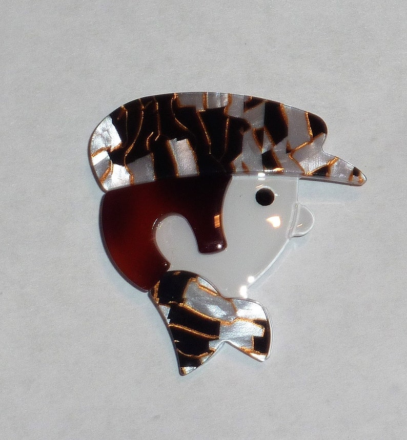 Quirky Man With Flat Cap Lucite Plastic Brooch Pin - Etsy
