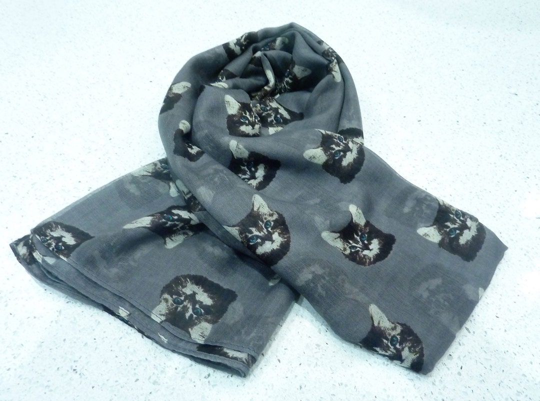 Cat Print Scarf With a Cat Theme Ideal for the Cat Lover or a Gift ...