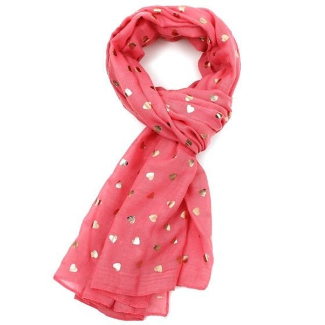 Rose Gold Metallic Love Heart Print Large Scarf in 2 Colours - Etsy