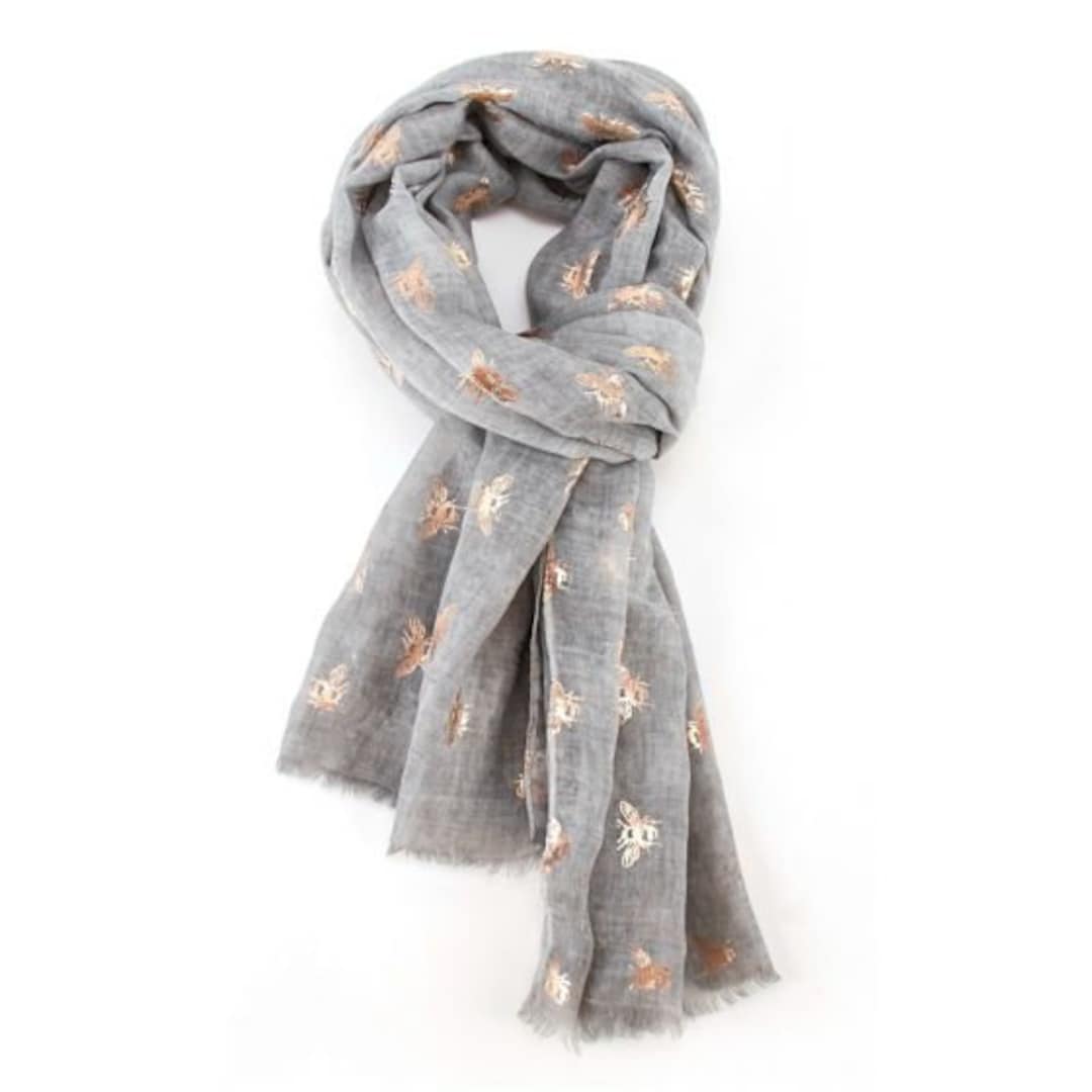 Rose Gold Foil Bee Design Scarf Choice of Stunning Seasonal Colours ...