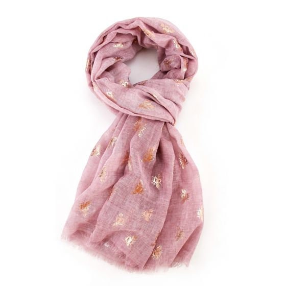 Rose Gold Foil Bee Design Scarf Choice of Stunning Seasonal Colours ...