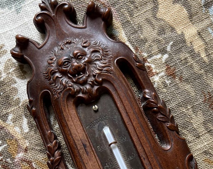 Antique French Thermometer: Faux Bois Lion Head Carved Case - Etsy