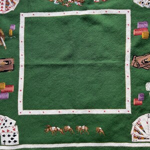 Vintage Wool Needlepoint Card Table Cover With Horses, Poker Chips ...