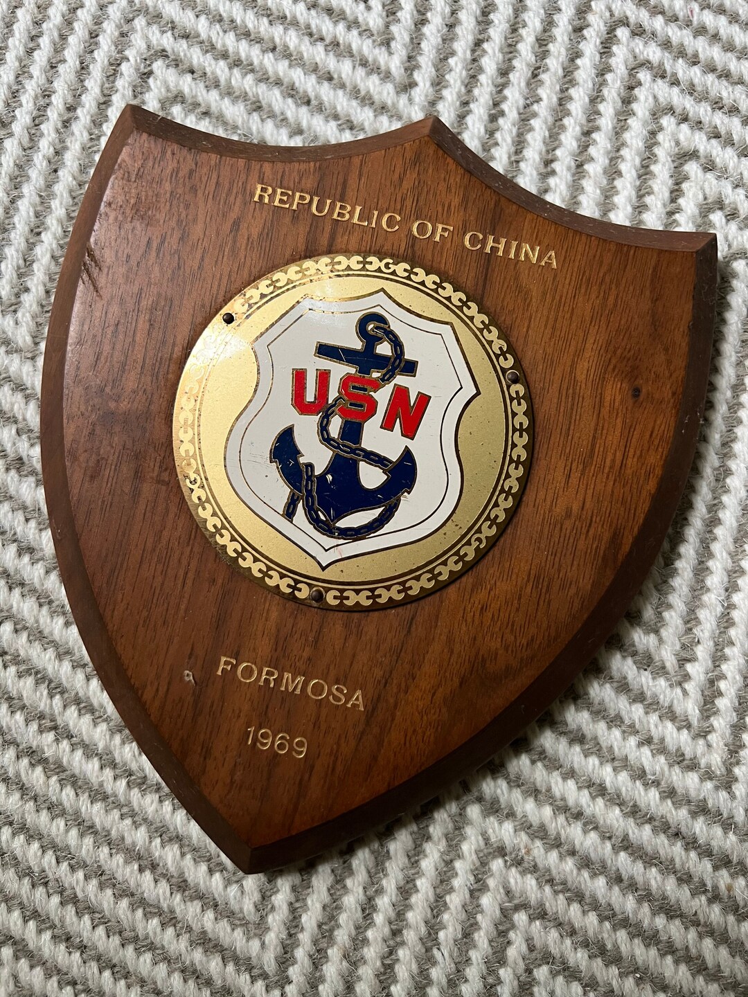 Vintage US Navy Wood Plaque: Anchor, Republic of China, 1969 - Etsy