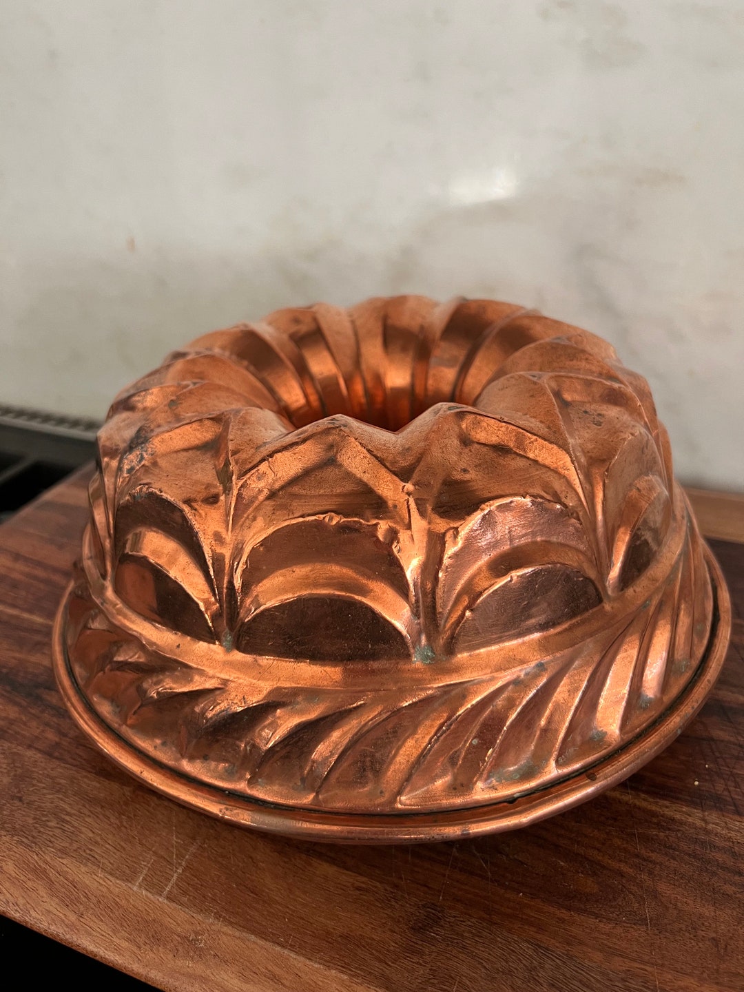 Vintage Heavy Copper Cake Mold, Kitchen Decor, Old Copper Pans, Bundt ...