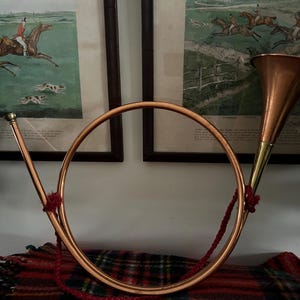 LARGE Vintage Copper and Brass Fox Hunting Horn, Hunting Horn ...