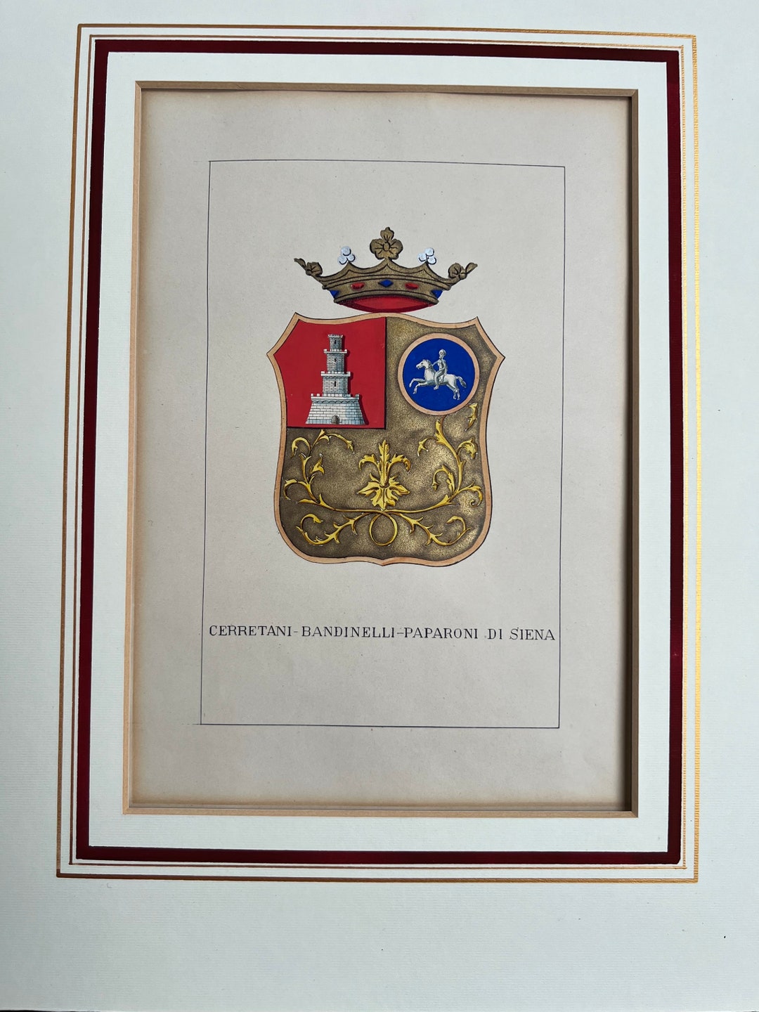 Antique Italian Lithograph: Hand-colored Crest, Florence 1865 - Etsy