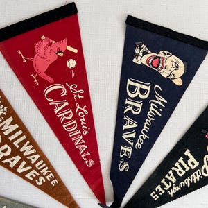 Vintage Mini Baseball Pennants, Lot of 10, Vintage Felt Pennants ...