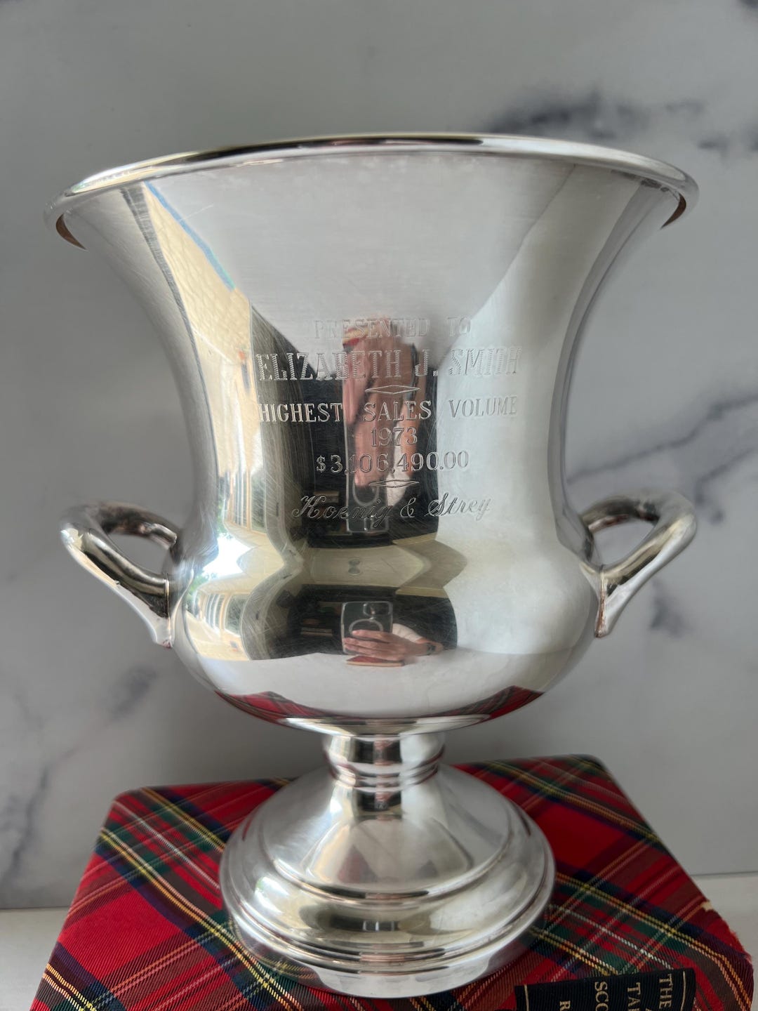 Large Vintage Loving Cup Trophy, Silver-plate Trophy, Engraved, Dual ...