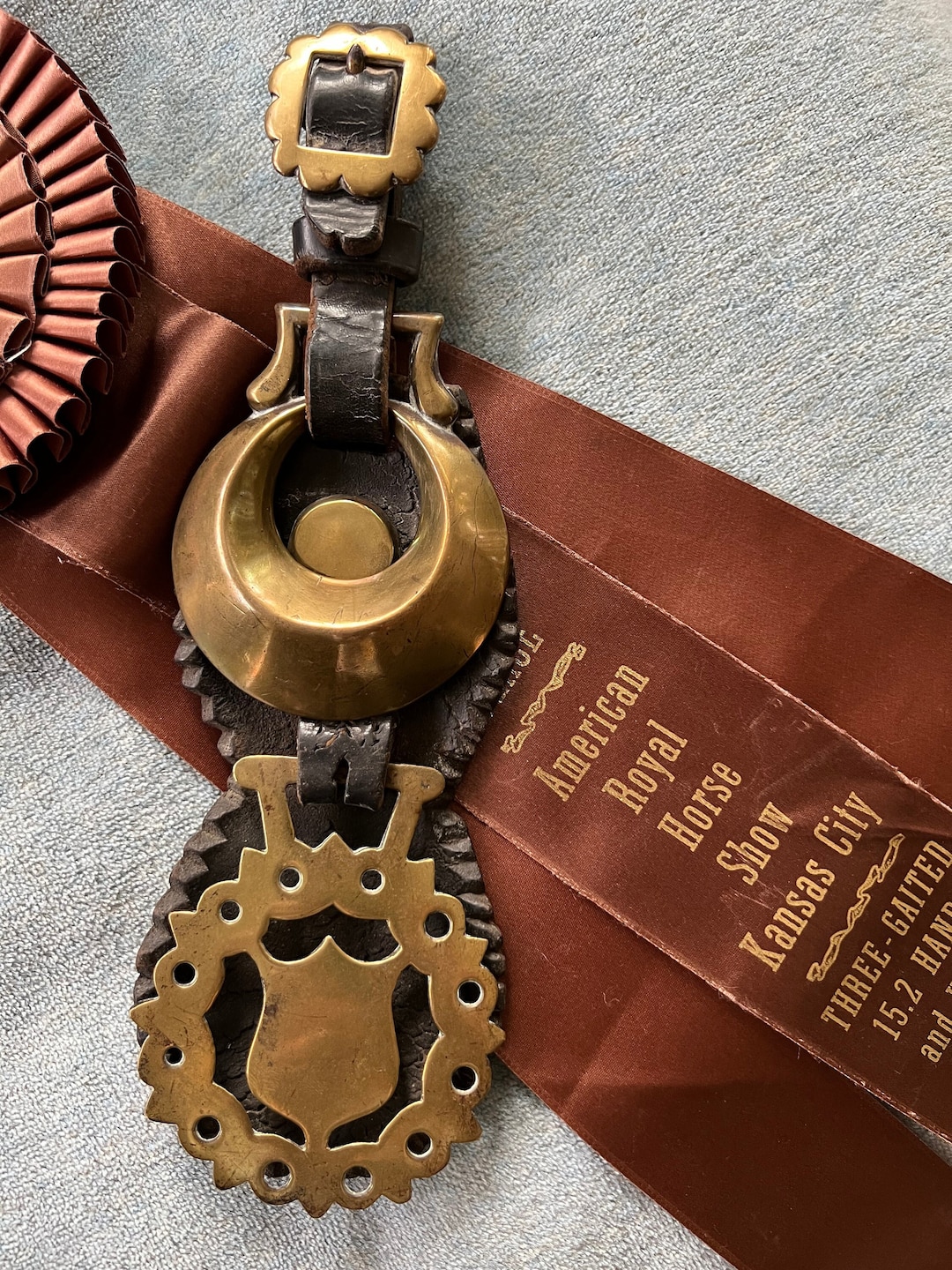 Vintage Horse Brass Medallions on an Old Leather Strap, Equestrian ...