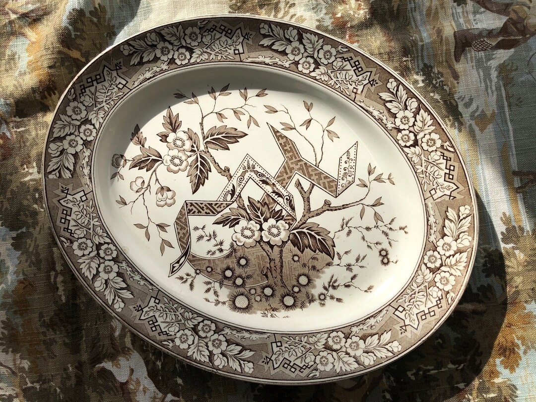 Antique Wedgwood Aesthetic Brown Transferware Oval Platter in the ...