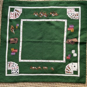 Vintage Wool Needlepoint Card Table Cover With Horses, Poker Chips ...