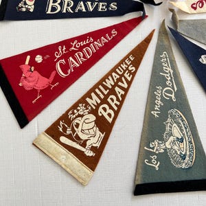 Vintage Mini Baseball Pennants, Lot of 10, Vintage Felt Pennants ...