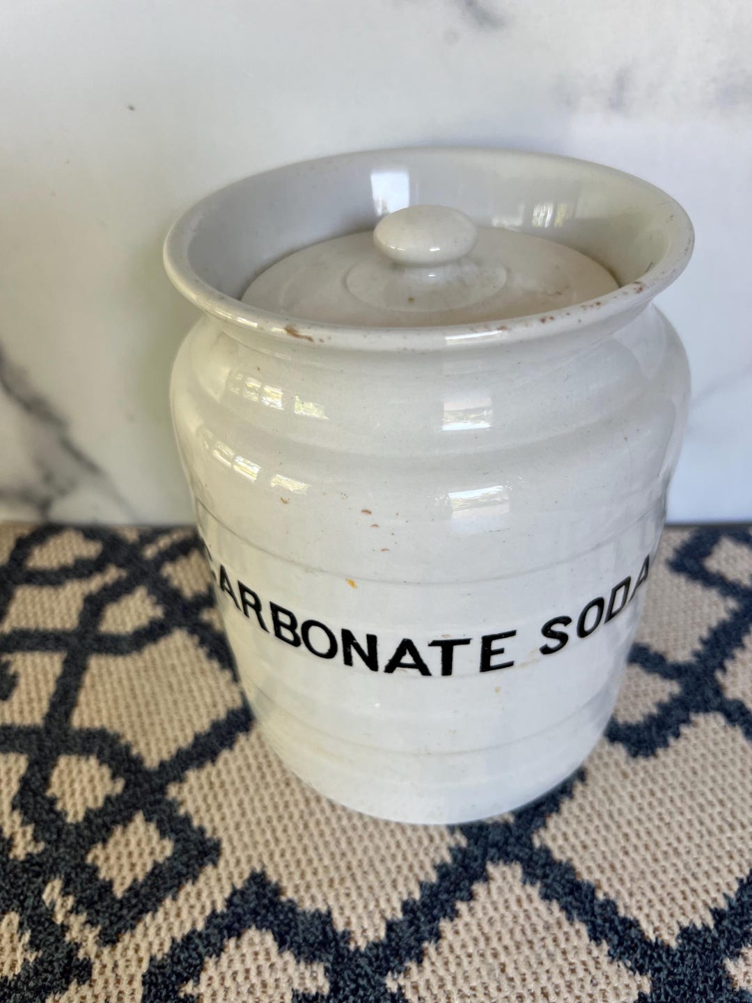 Vintage Ironstone White Banded Storage Jar, English Ironstone, Antique ...