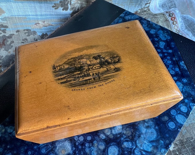 Antique Mauchline Ware Box, Souvenir Box, Grange From the Shore, Wooden ...