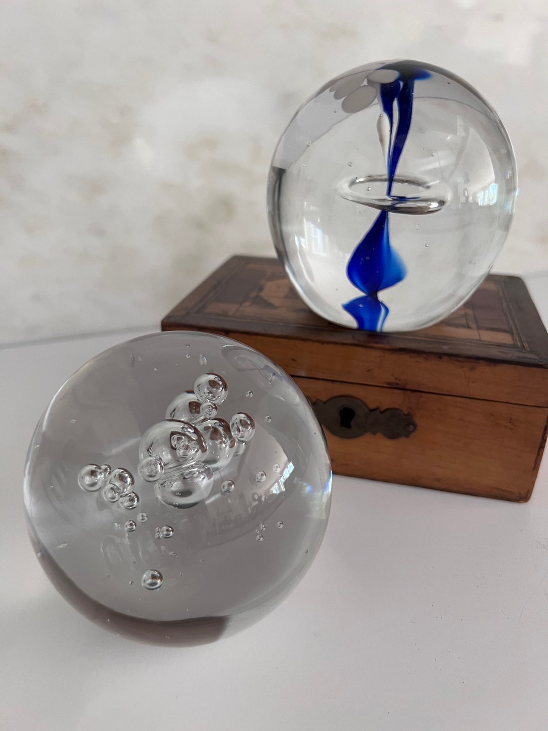 Pair of Vintage Glass Bubble Paperweights, Paperweights, Bubbles ...