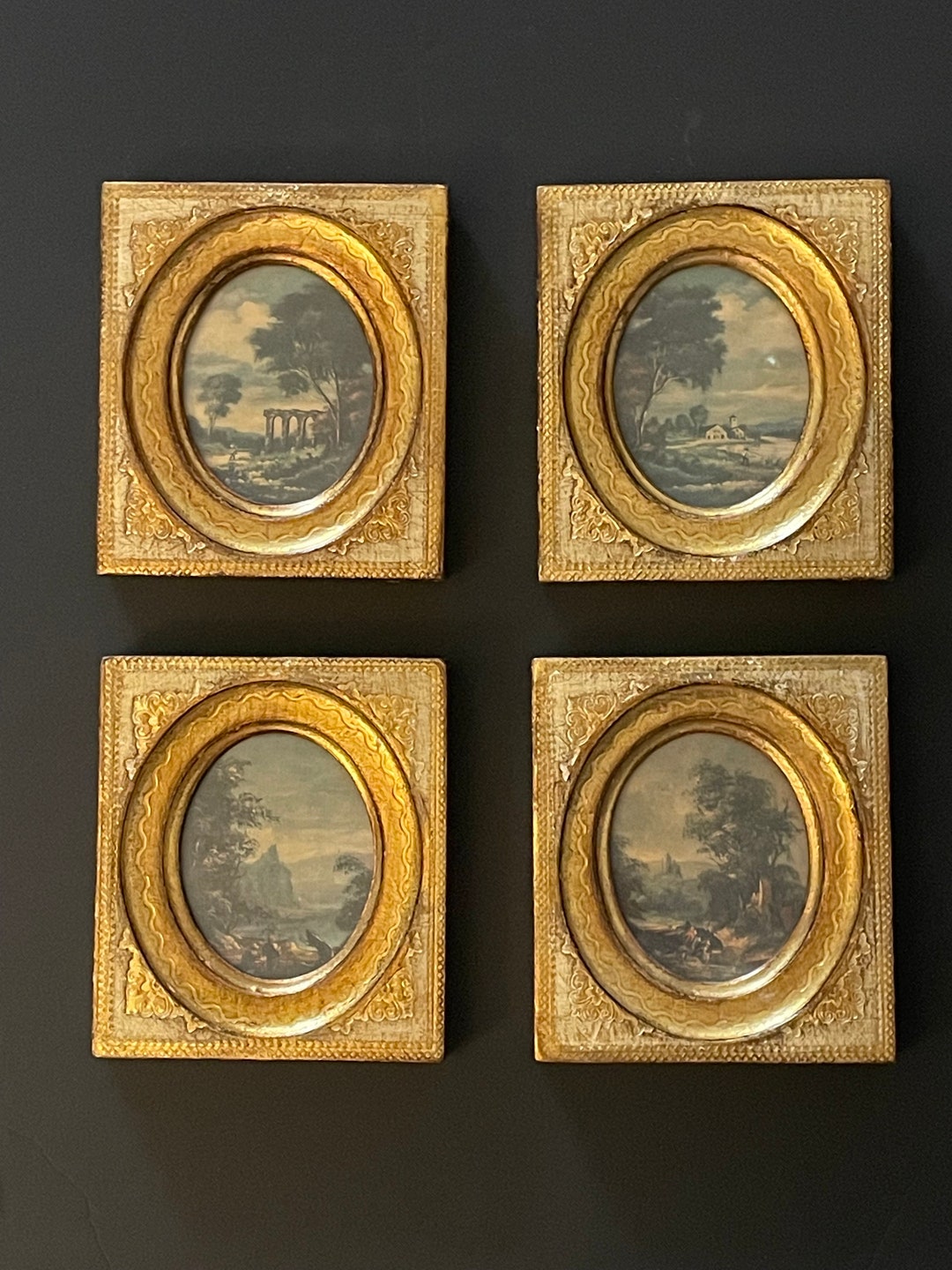 Vintage Italian Set of Gold Frames. Landscapes. Florentine. 4 Pieces ...