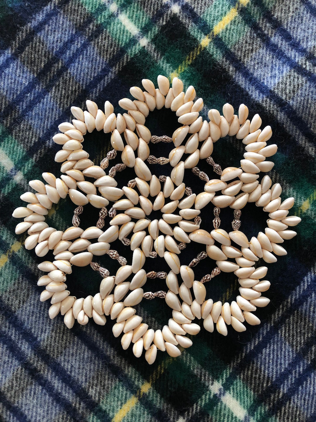 Vintage Seashell Trivet, Cowrie Shell Trivet, Hot Pot, Hot Pad, Natural ...