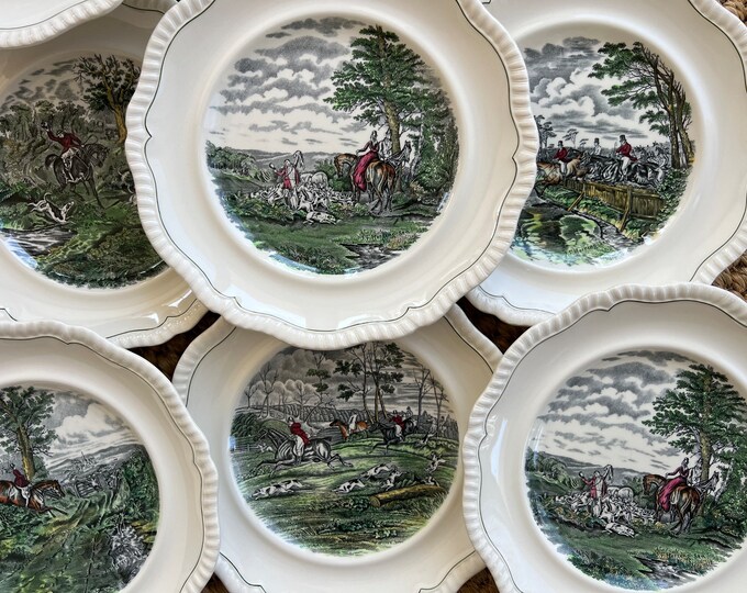 Copeland Spode Equestrian Hunt Scenes Plates, Set of 8, Horses, Fox ...