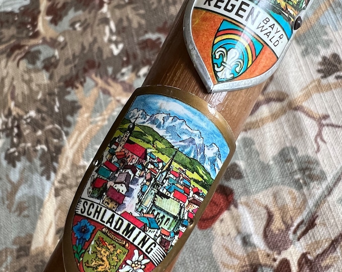 Vintage Walking Stick With German Badges, Vintage Walking Cane, German ...