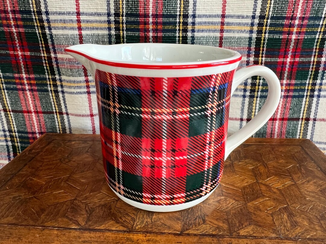 Vintage Ceramic Plaid Creamer/pitcher. Red Plaid. Tartan. Vintage Plaid ...