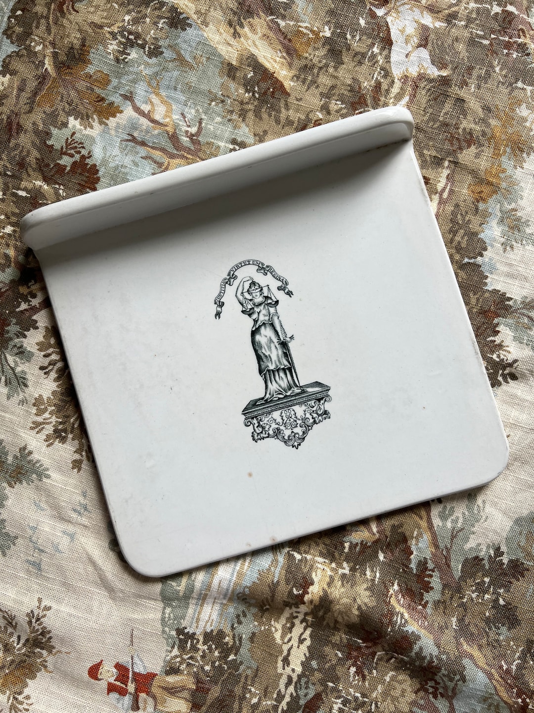 Antique Ironstone Scale Plate With Lady Justice, Antique Ironstone ...