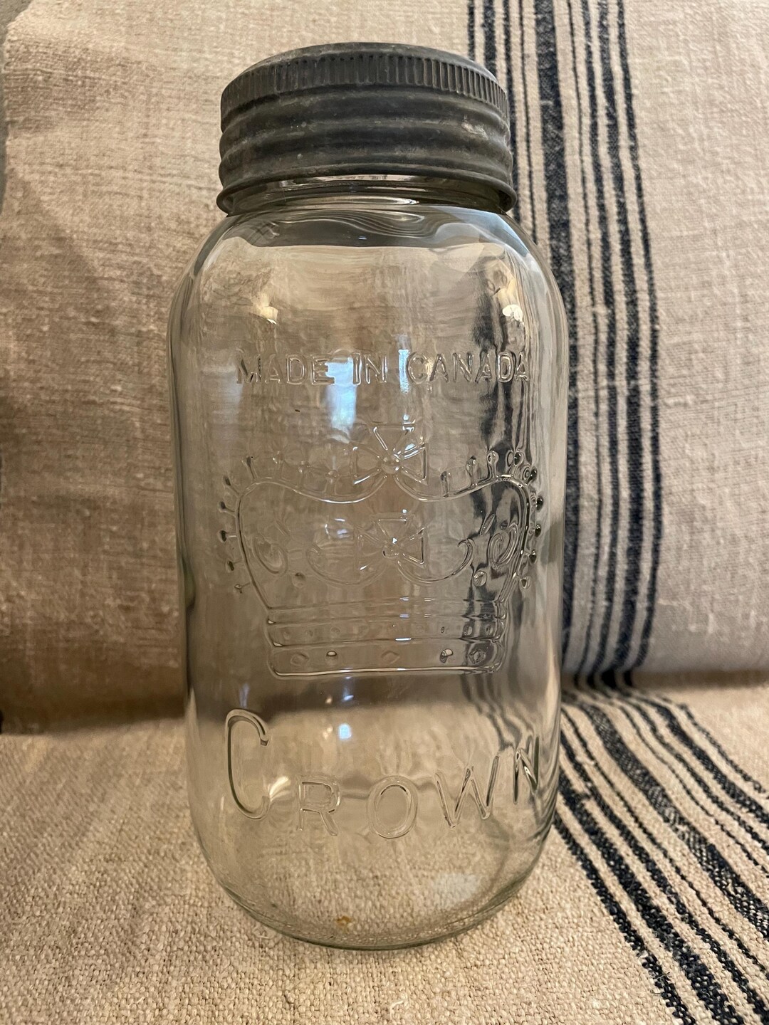 Vintage Crown Canadian Glass Canning Jar. Glass Lid. Galvanized Rim ...