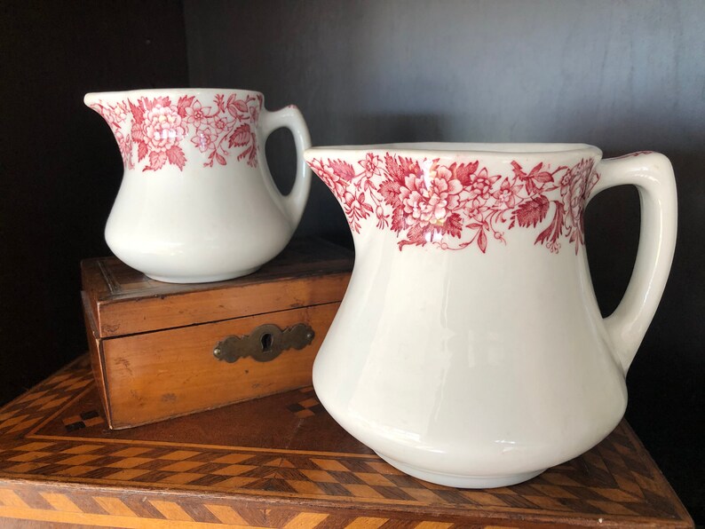 Vintage Pair of Pitchers Restaurant Ware Set of 2 Floral | Etsy