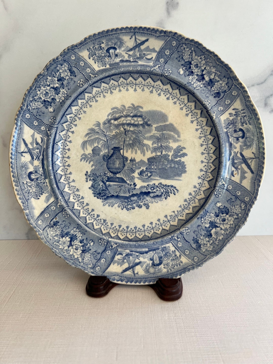 Antique Blue and White Transferware Plate in the Canova Pattern by ...