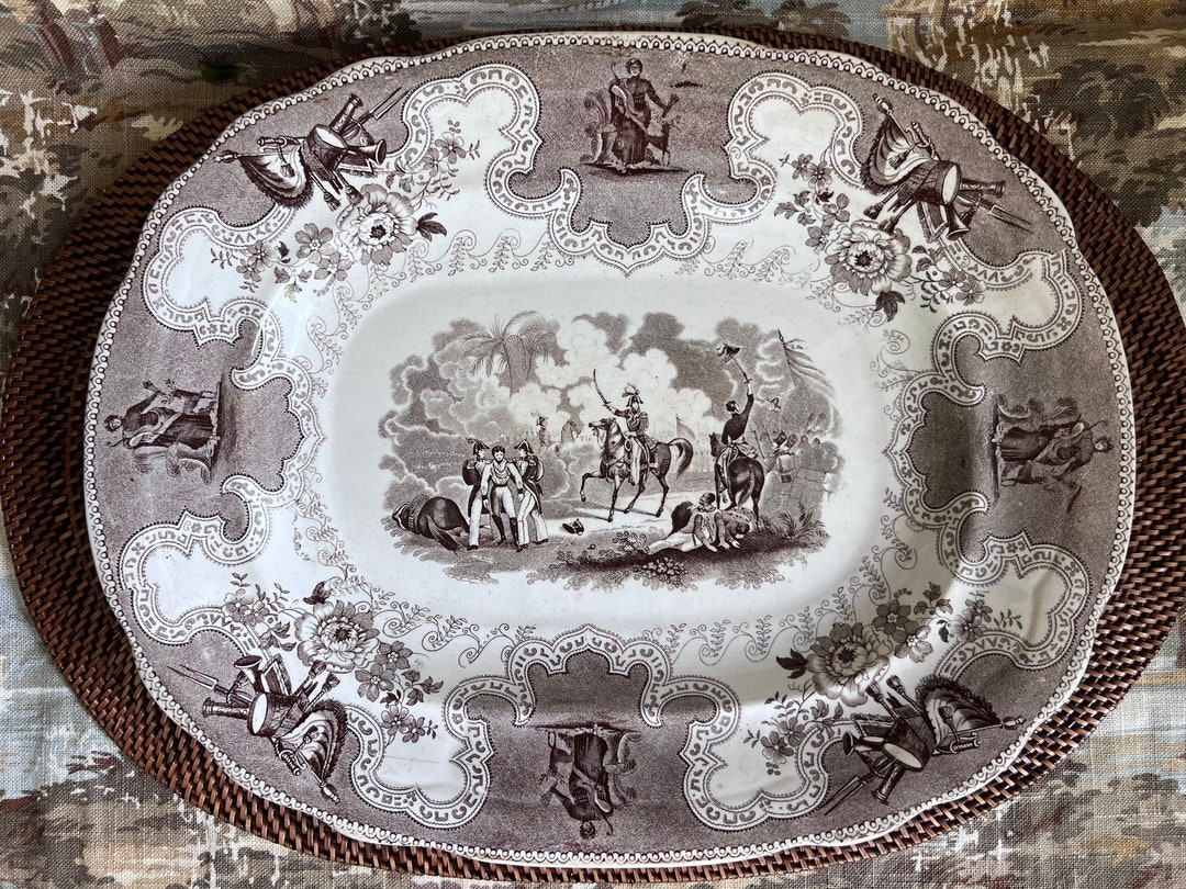Antique Texian Campaigne Platter: English Brown and White Transferware ...
