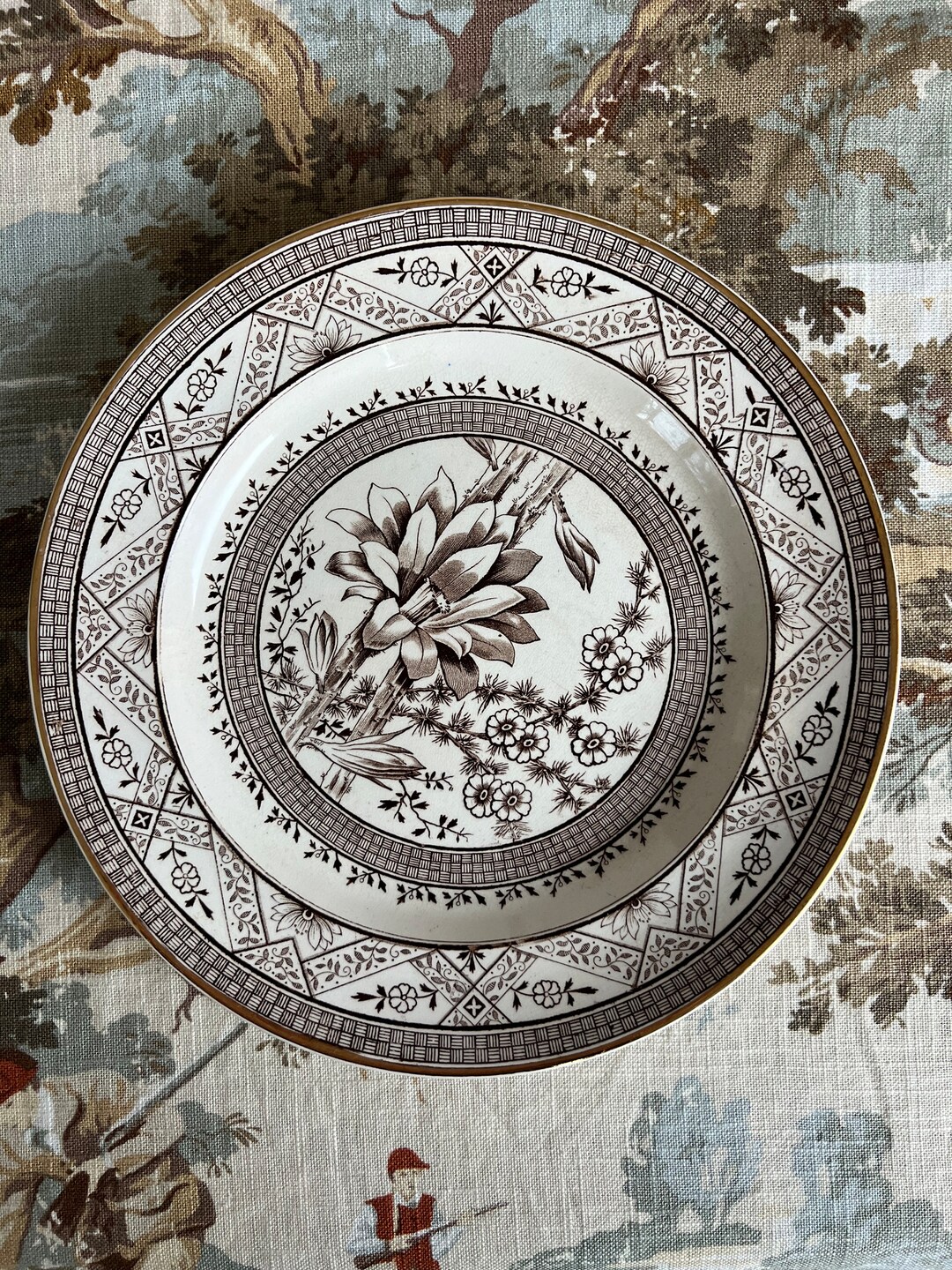 Antique Brown Transferware Ironstone Plate, Kite Mark From 1883 ...