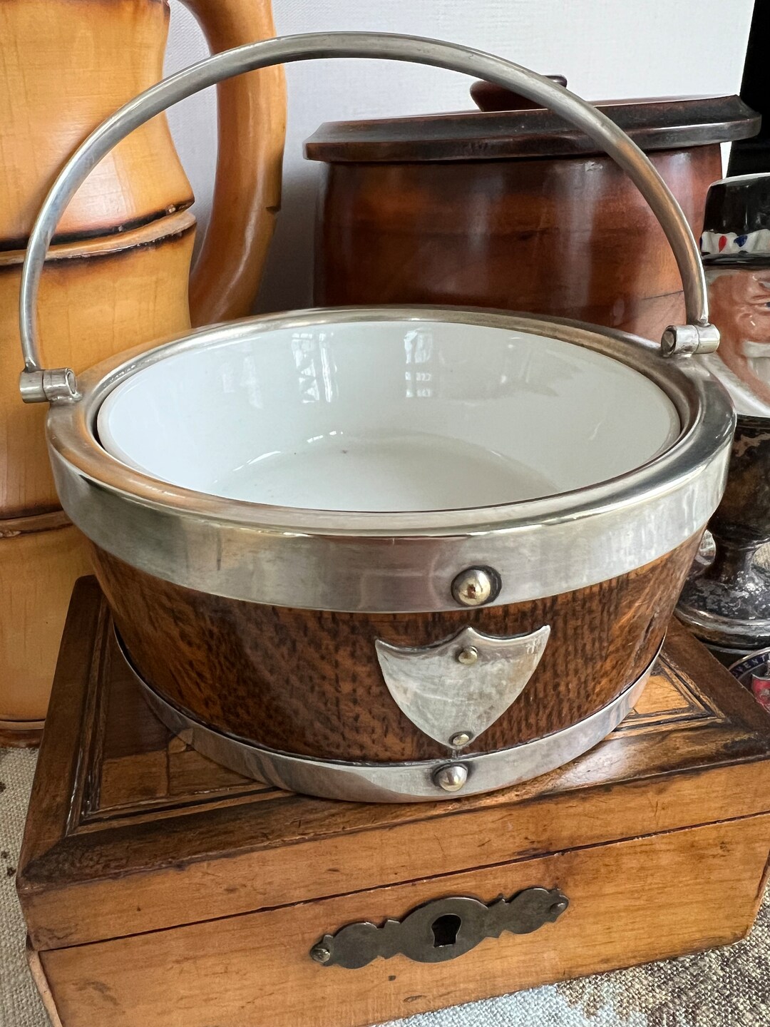 Antique English Oak and Silver Plate Butter Dish Shield - Etsy