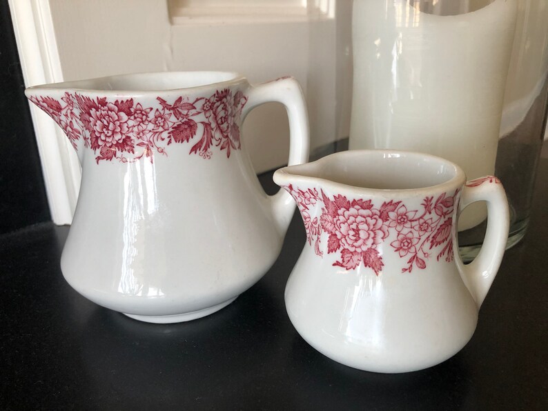 Vintage Pair of Pitchers Restaurant Ware Set of 2 Floral | Etsy
