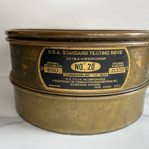 Vintage 3-pc. Brass Testing Sieve, Vintage Tools, Vintage Science, - Etsy
