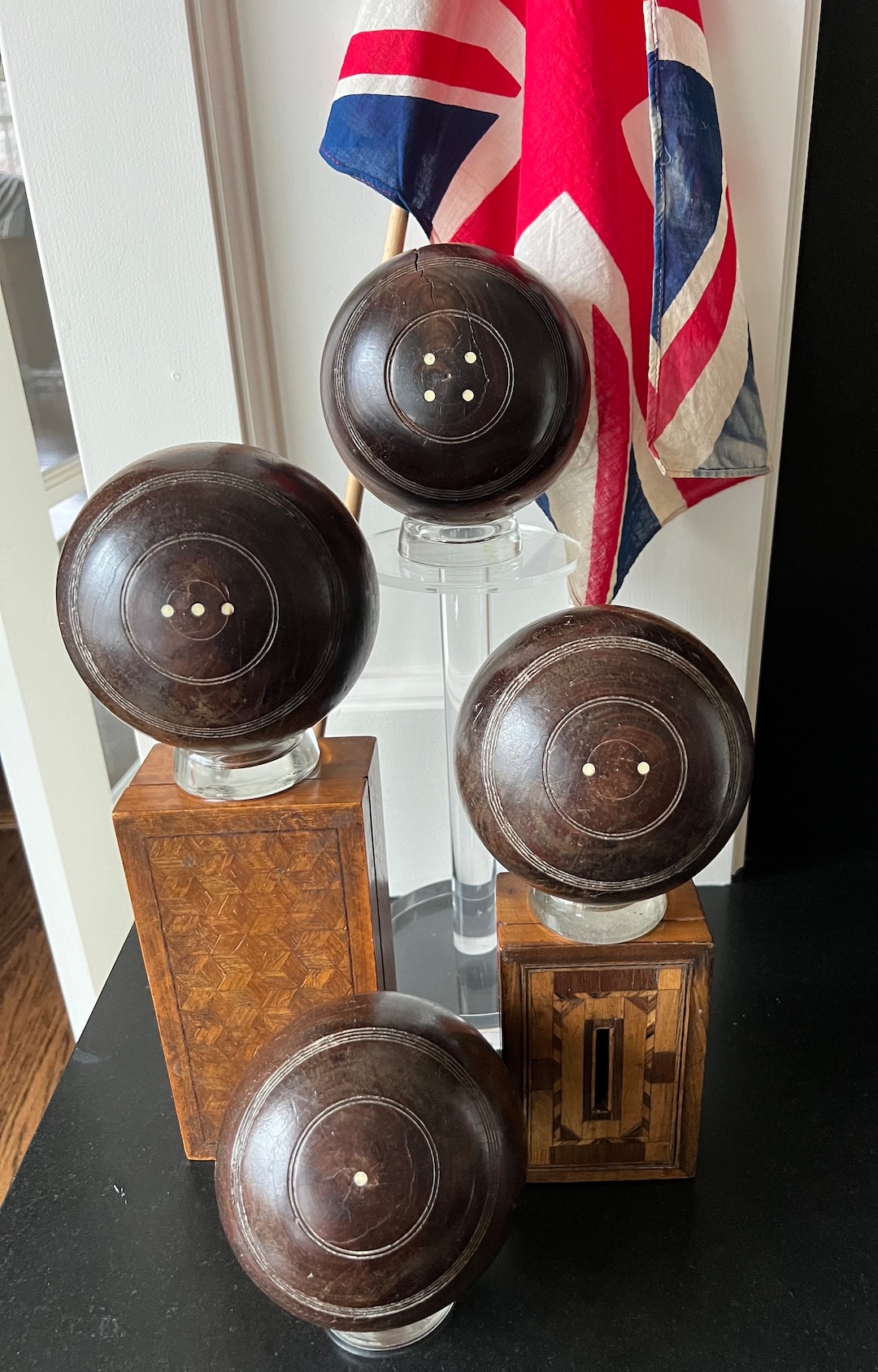 Vintage English Lawn Bowling Balls. Set of 4. Antique Wood. 1920s ...