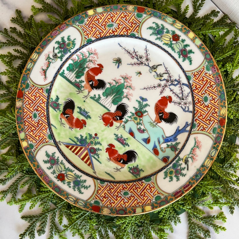 Rooster and Roses - Etsy