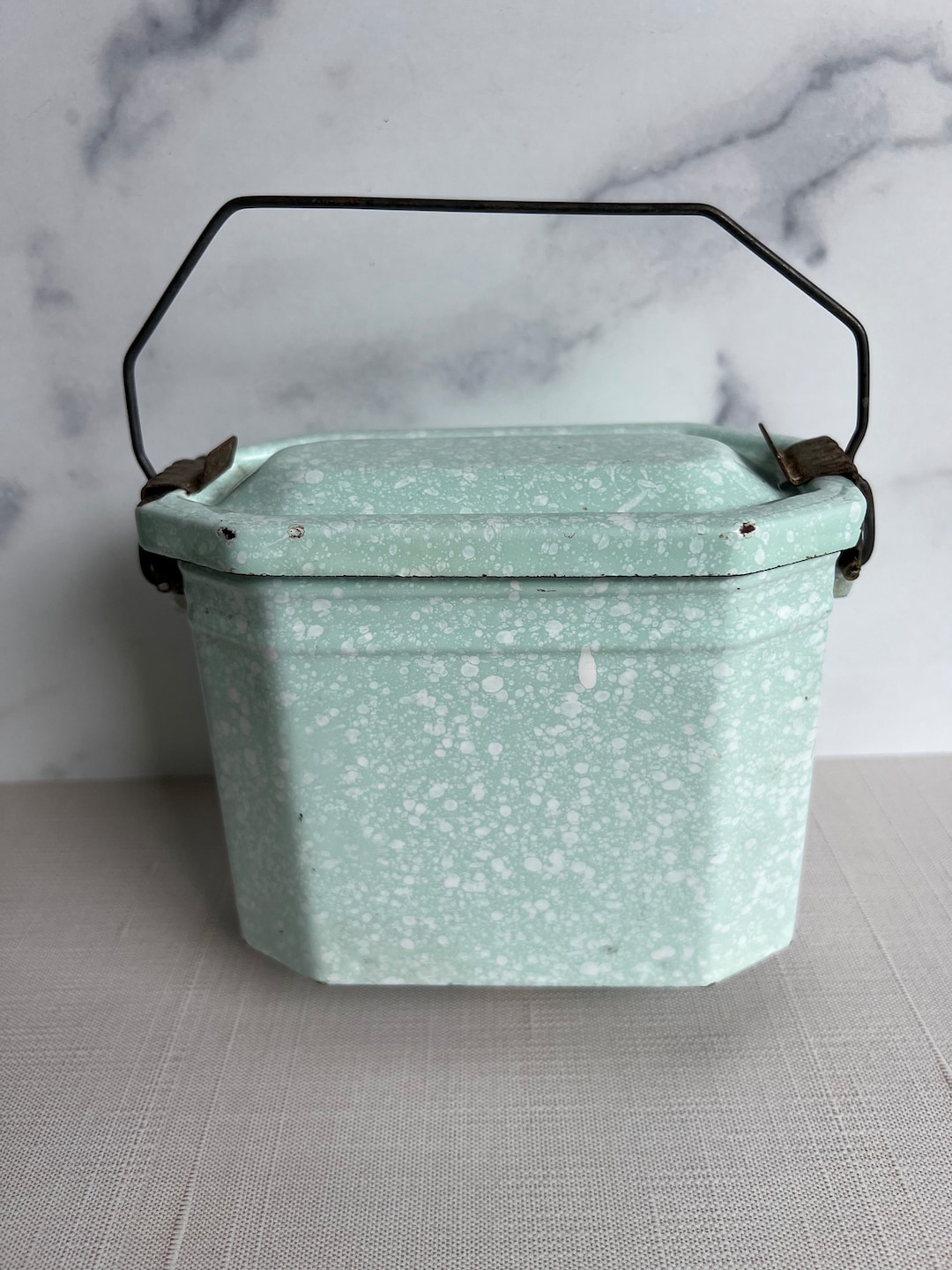 Vintage French Enamel Lunch Pail, Lunch Box, French Decor, French ...