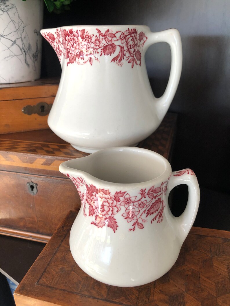 Vintage Pair of Pitchers Restaurant Ware Set of 2 Floral | Etsy