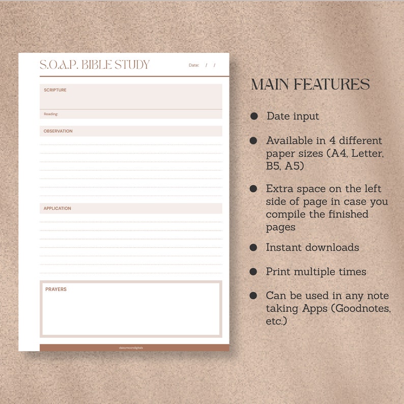 SOAP Bible Study Printable Template SOAP Bible Study Guide - Etsy