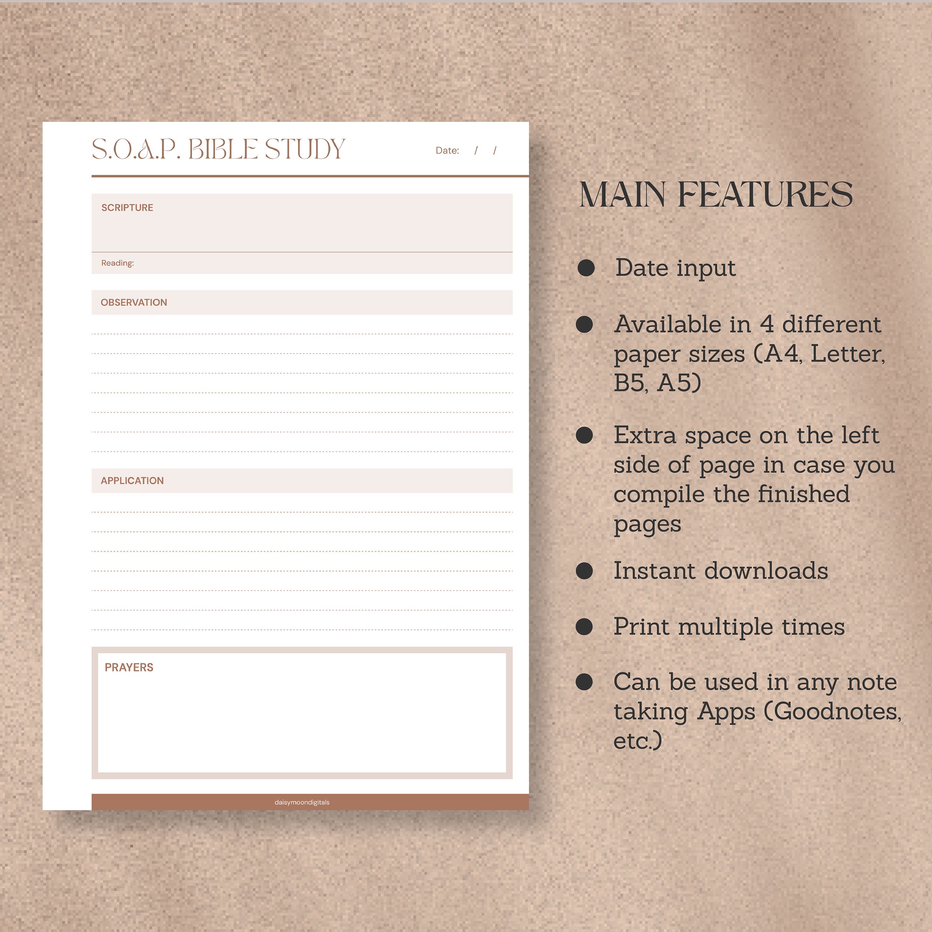 SOAP Bible Study Printable Template SOAP Bible Study Guide - Etsy