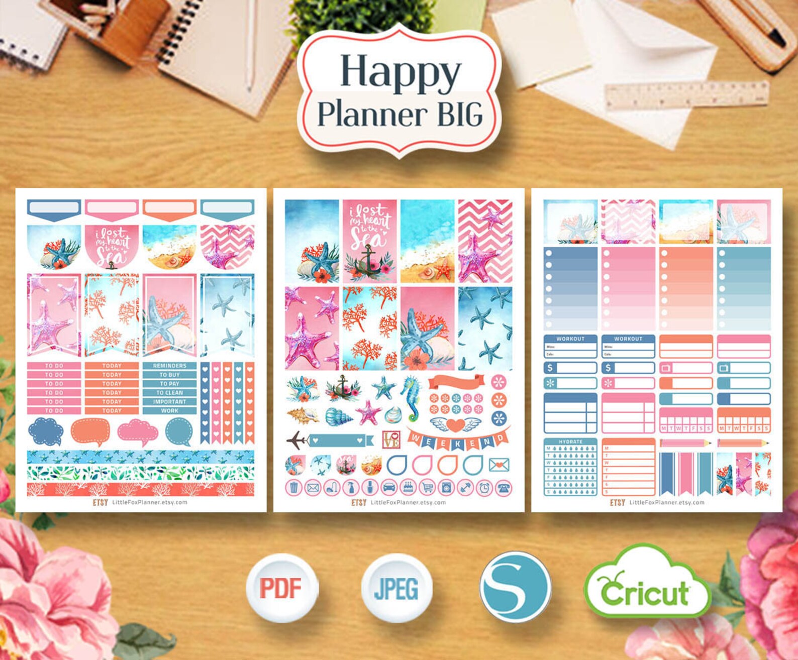 2017 2018 Under the Sea Beach Nautical Seahorse Weekly Planner - Etsy