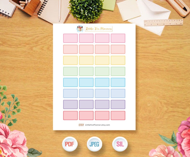 Multicolor Half Box Colorful Half Boxes Printable Planner - Etsy