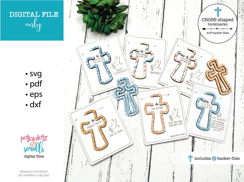 Cross Shaped Bookmark File Religious Bookmark Laser File - Etsy