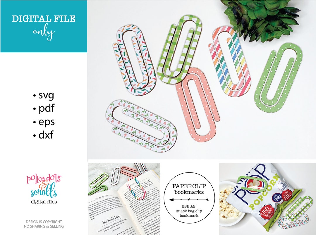 Laser Bookmark Files Large Paperclip Laser File Snack Clip - Etsy